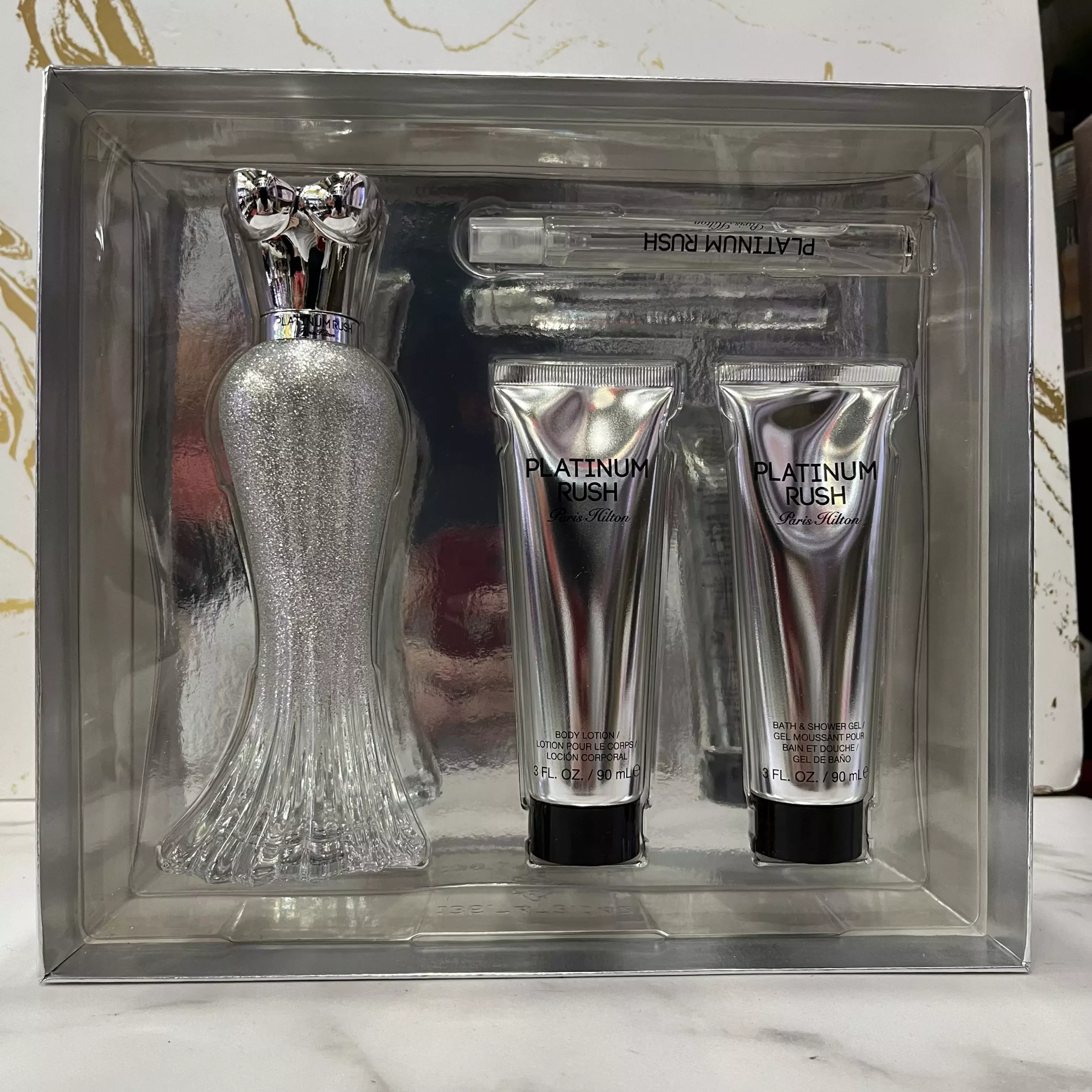 Paris Hilton Platinum Rush 100ml EDP + 10ml + Body Lotion 90ml + Shower Gel 90ml - Jeff Store