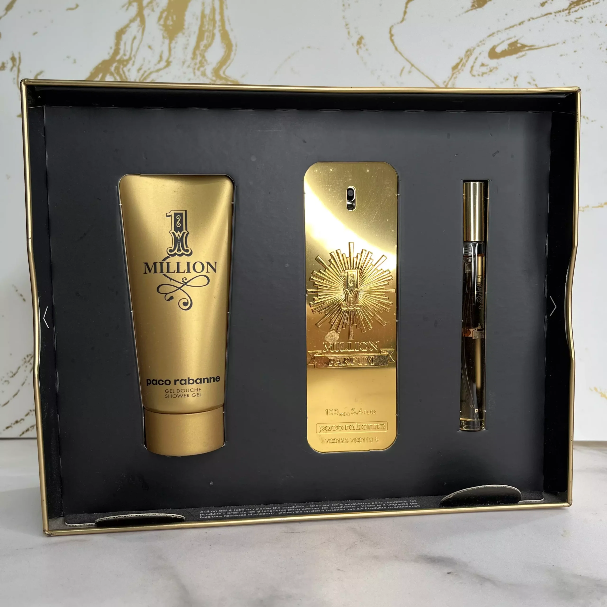 Paco Rabanne One Million Parfum 100ml EDP + 10ml EDP + 100ml Shower Gel ...