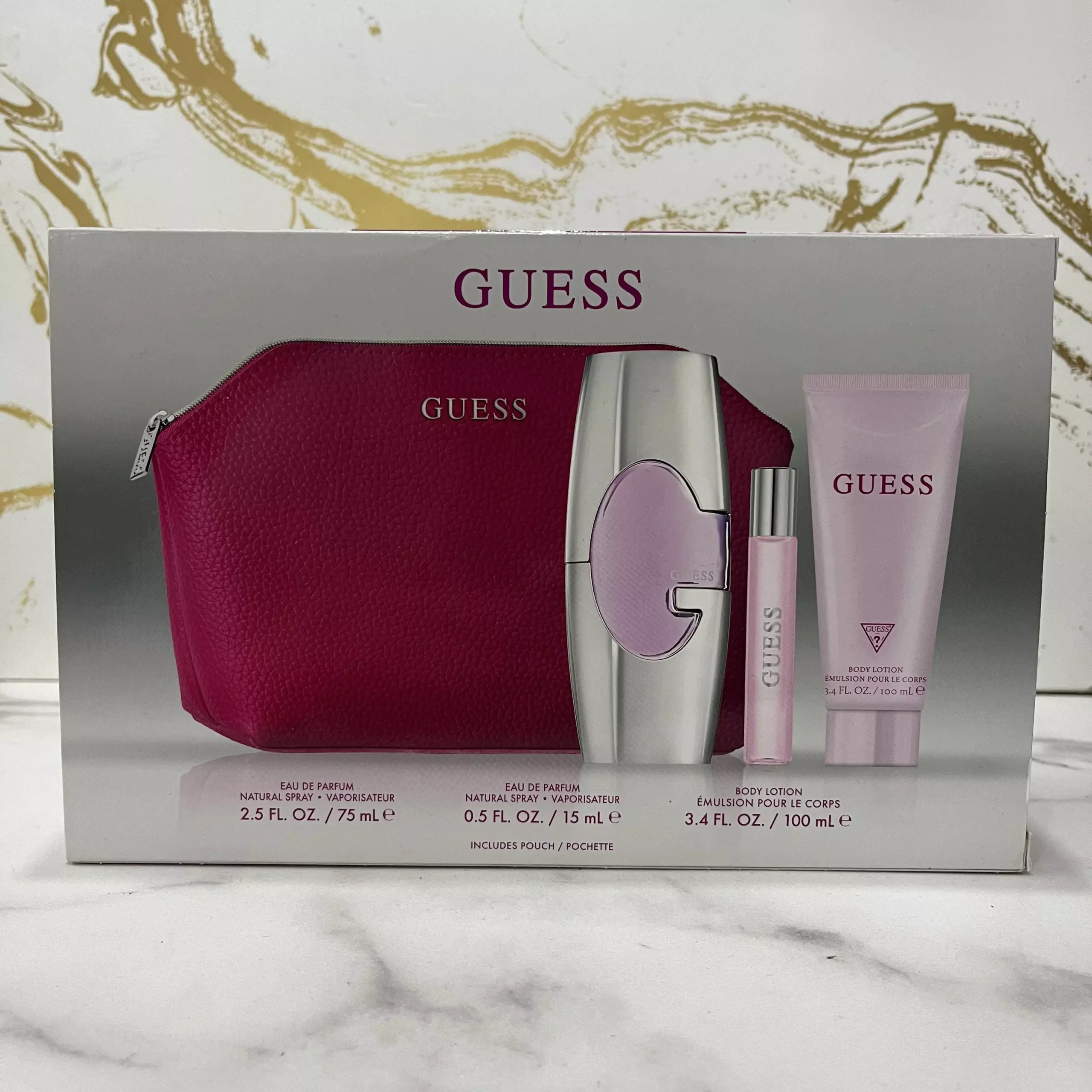 Guess by Guess 75ml EDP + 15ml EDP + Body Lotion 100ml + Cosmetiquero ...
