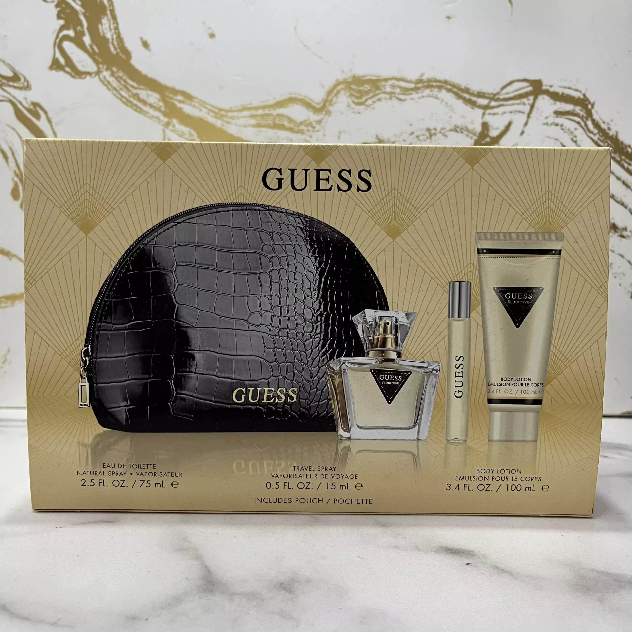 Guess Seductive 75ml EDT + 15ml EDT + Body Lotion 100ml + Cosmetiquero ...